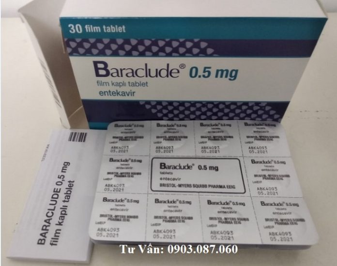 Thuốc Baraclude 0.5 mg điều trị viêm gan B và nhiễm HIV
